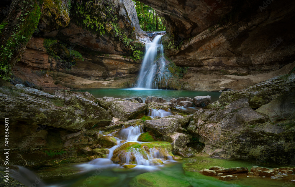 Poster Waterfall inside a cave in the mountain – Wall Art | UkPosters