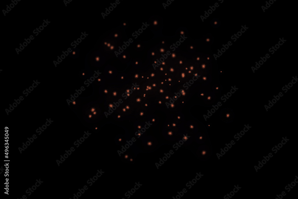 Spark Overlays. Burning red hot sparks fly from large fire in night sky ...