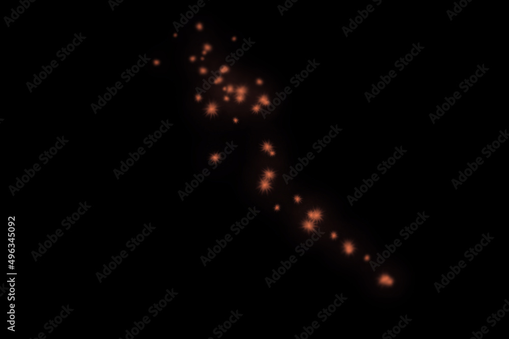 Spark Overlays. Burning red hot sparks fly from large fire in night sky ...