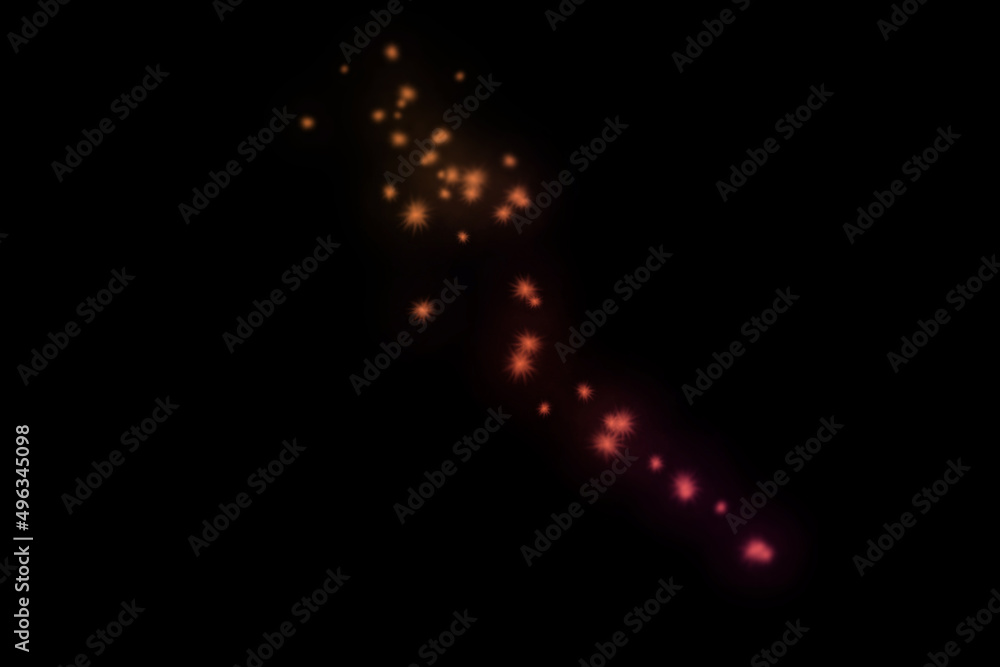 Spark Overlays. Burning red hot sparks fly from large fire in night sky ...