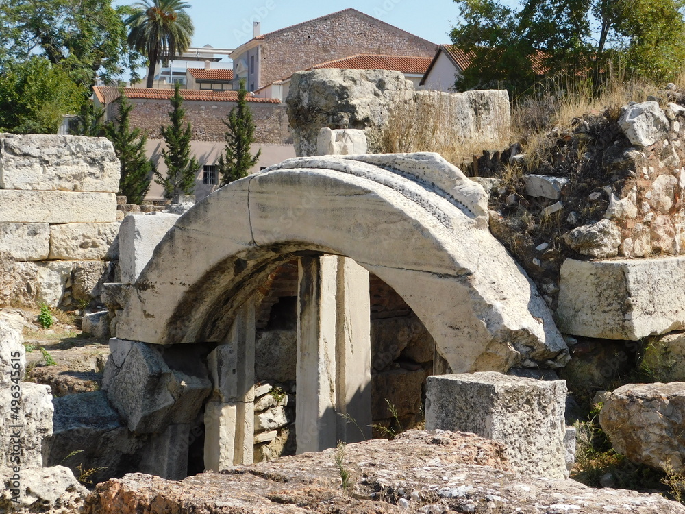 September 2018, Athens, Greece. Ancient ruins in the cemetery of ...
