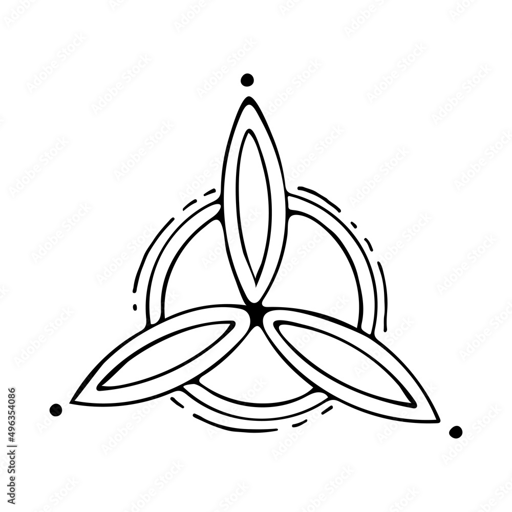 Triquetra line art. Celtic ancient symbol. Sacred sign in the form of a ...