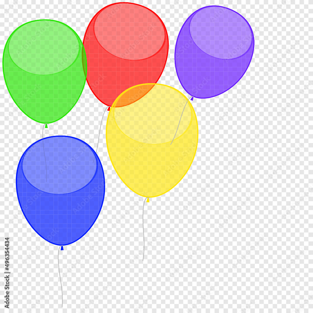 Happy Birthday Balloons on Transparent Background Illustration Stock ...