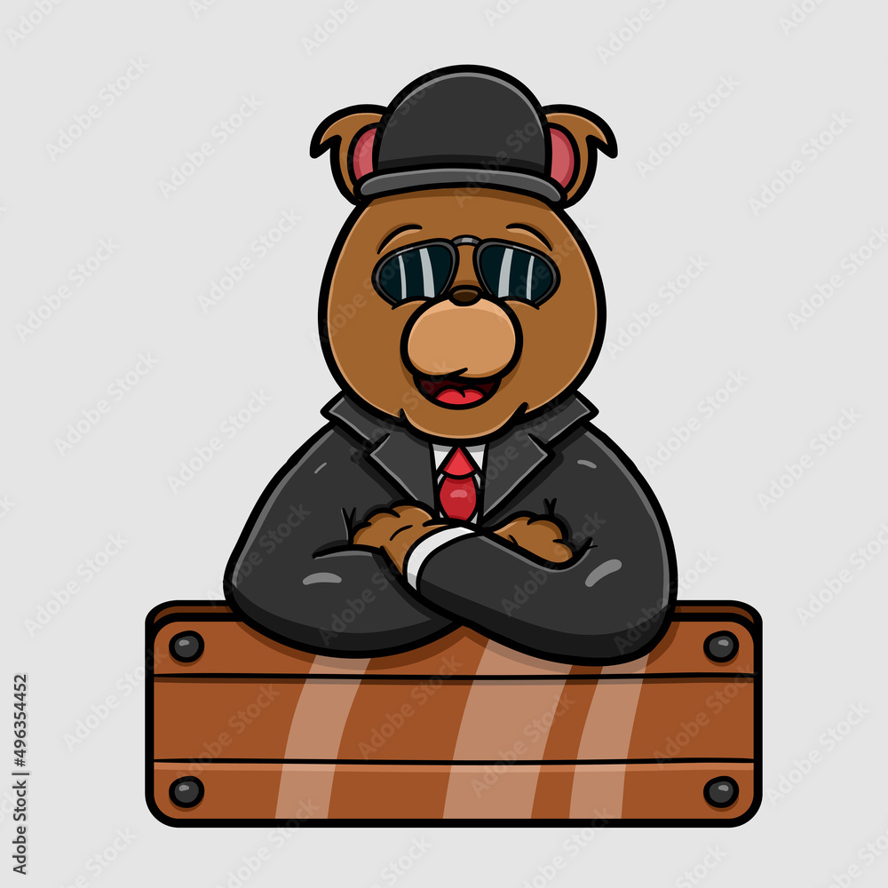 Vector Illustration Mascot cartoon character of Bear Logo. Mafia Theme ...