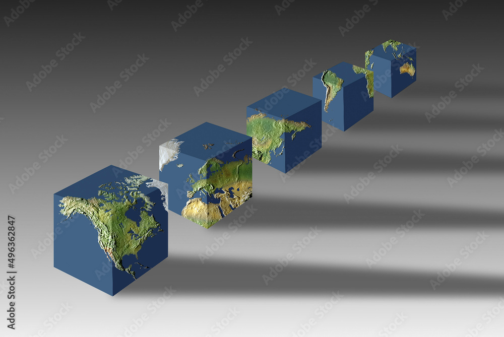 World map on cubes Stock Illustration | Adobe Stock