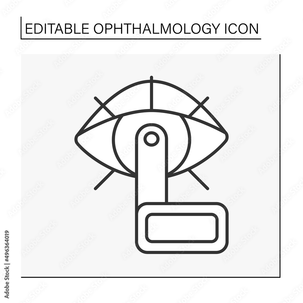 Test line icon. Ocular tonometry. Instrument measures intraocular ...