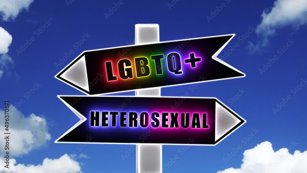 Neon Signs With The Words Lgbtq And Heterosexual Exploding And Being