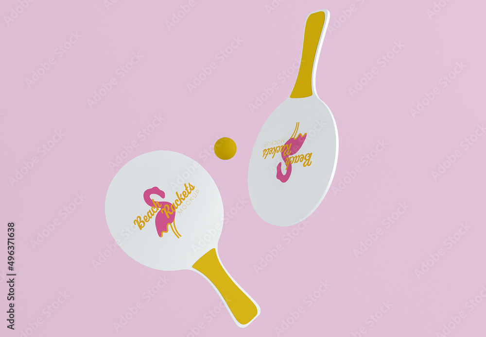 Floating Beach Rackets with Rubber Ball Mockup Stock Template | Adobe Stock