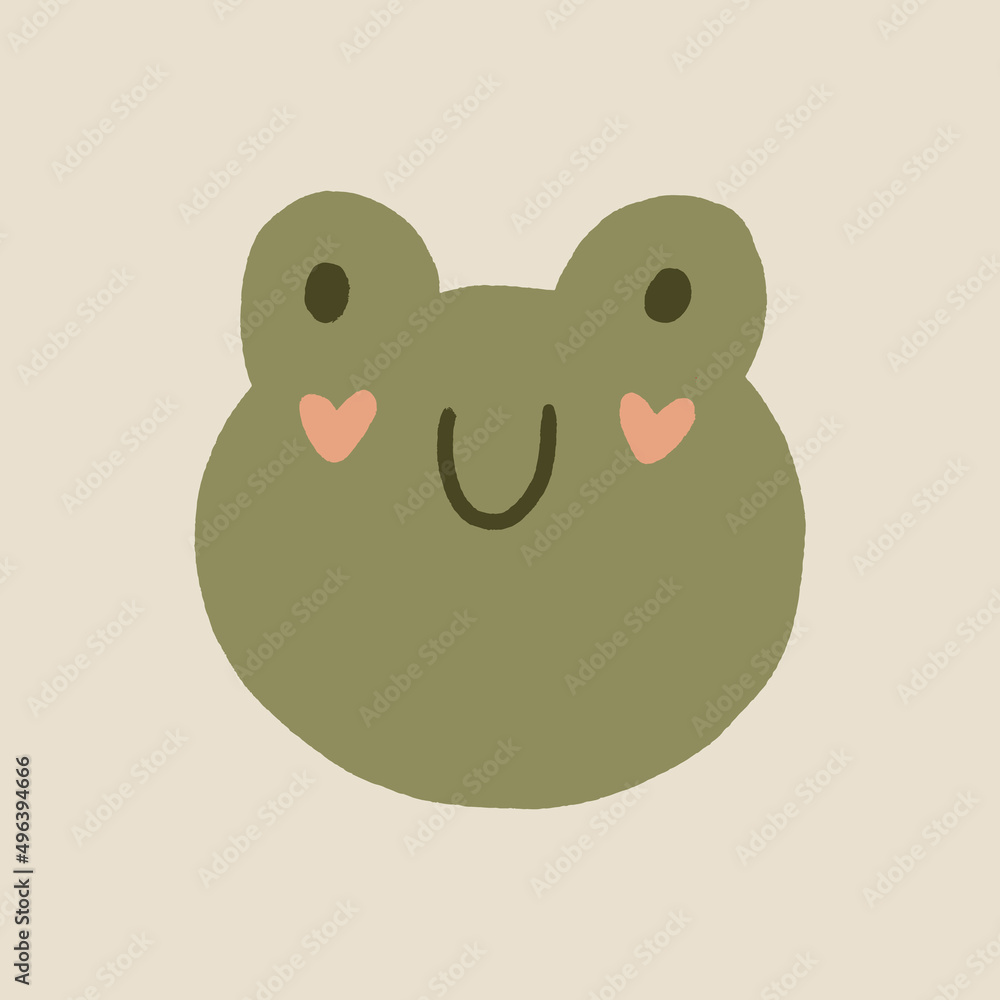 Funny childish cute friendly baby frog minimalist illustration in ...