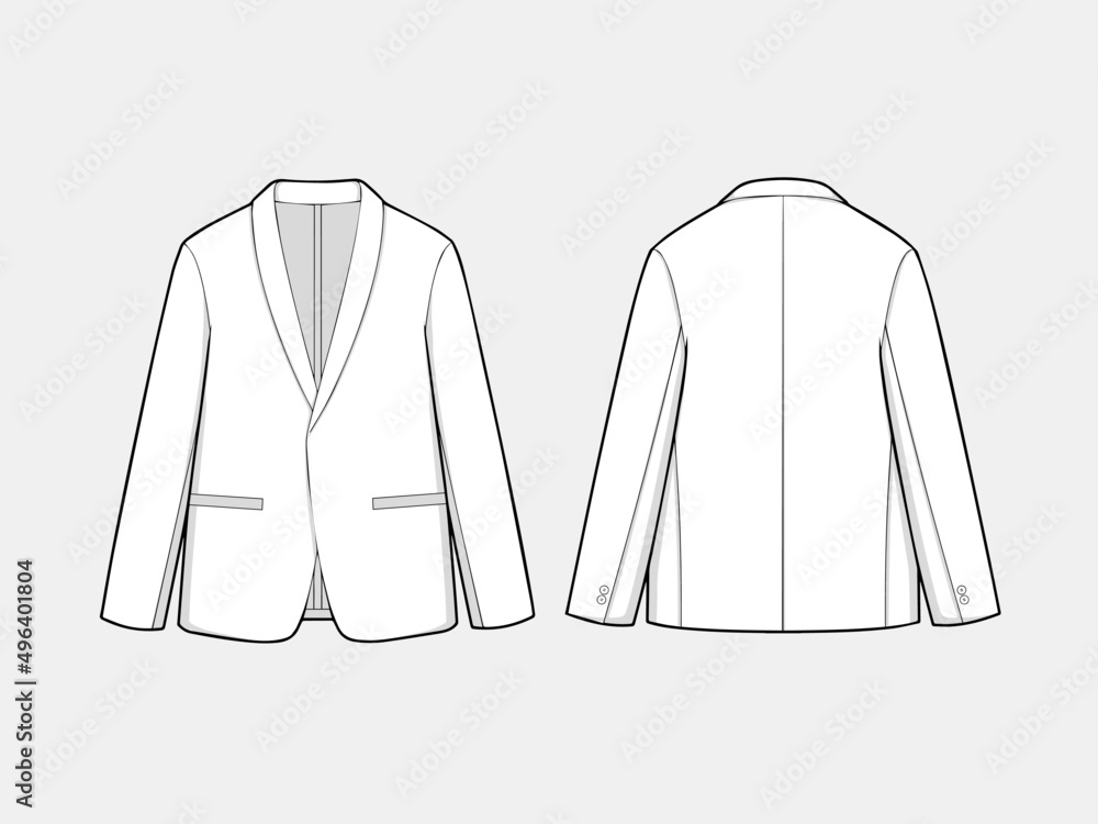 VECTOR LINE ART OUTLINE TUXEDO SINGLE BREASTED BLAZER COLLECTION FOR ...
