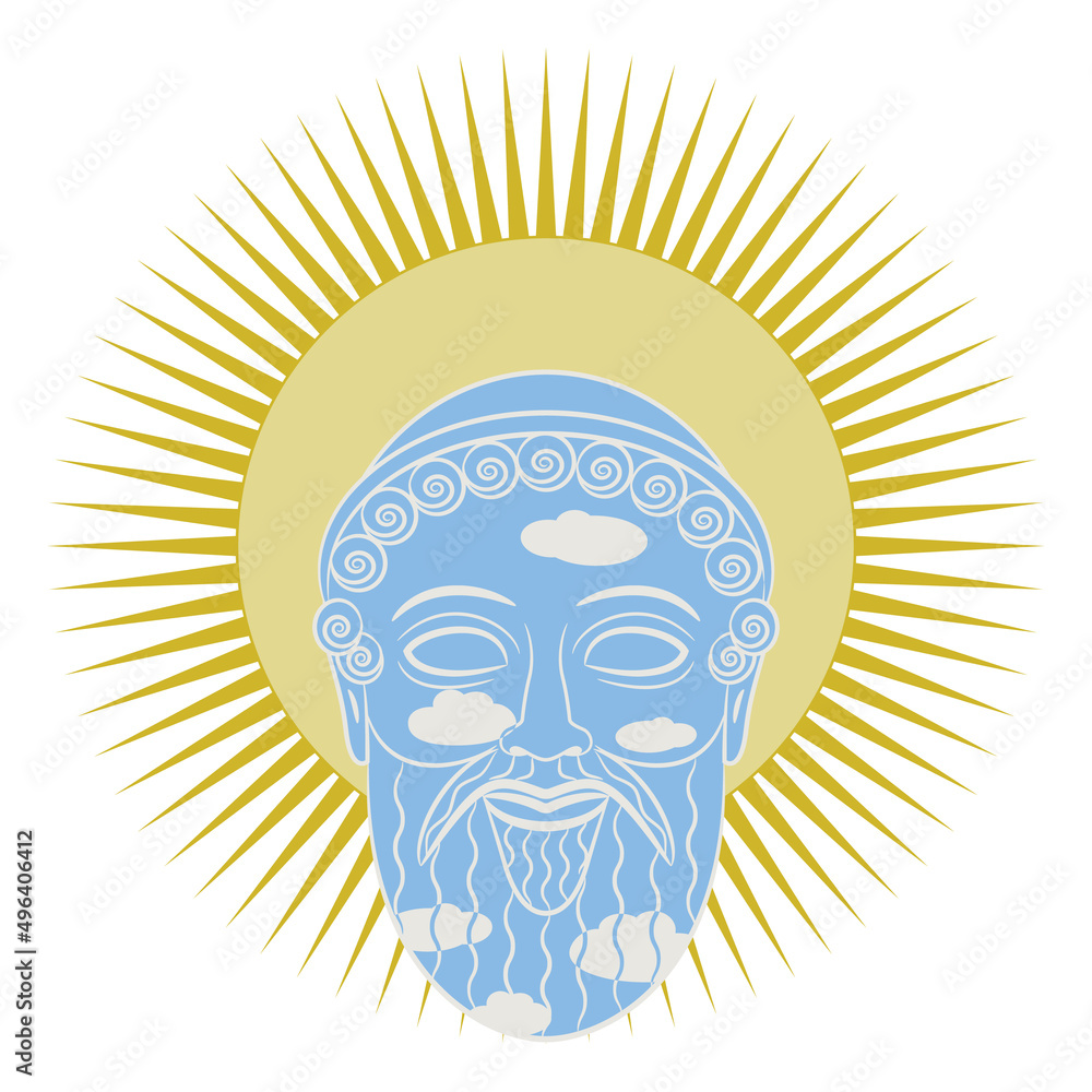 Ancient Greek god Zeus or Jupiter. Head of a bearded antique man as ...