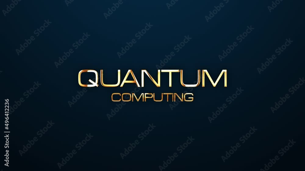Quantum Computing text word gold light animation loop with glitch text ...