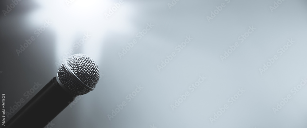 Microphone Public speaking background, Close up microphone on stand for ...