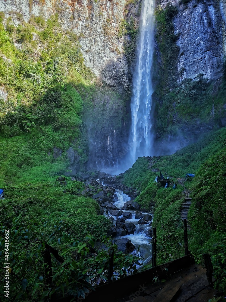 Sipiso-piso waterfall or also known as knife waterfall in the Batak ...