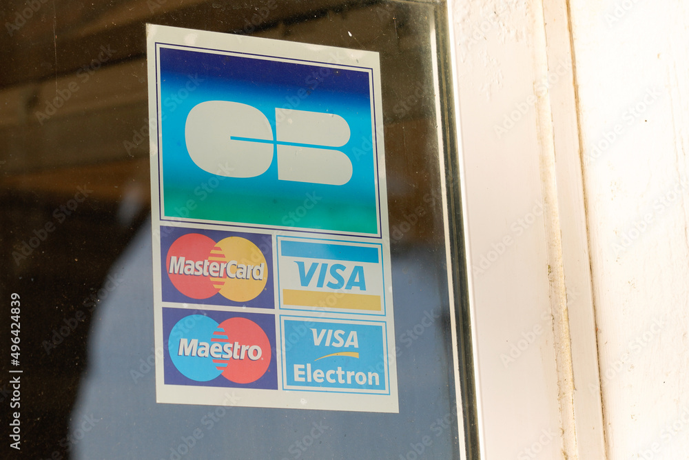 CB mastercard visa maestro electron text brand and sign logo of shop ...