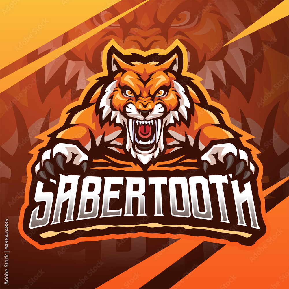 Sabertooth esport mascot logo design Stock Vector | Adobe Stock