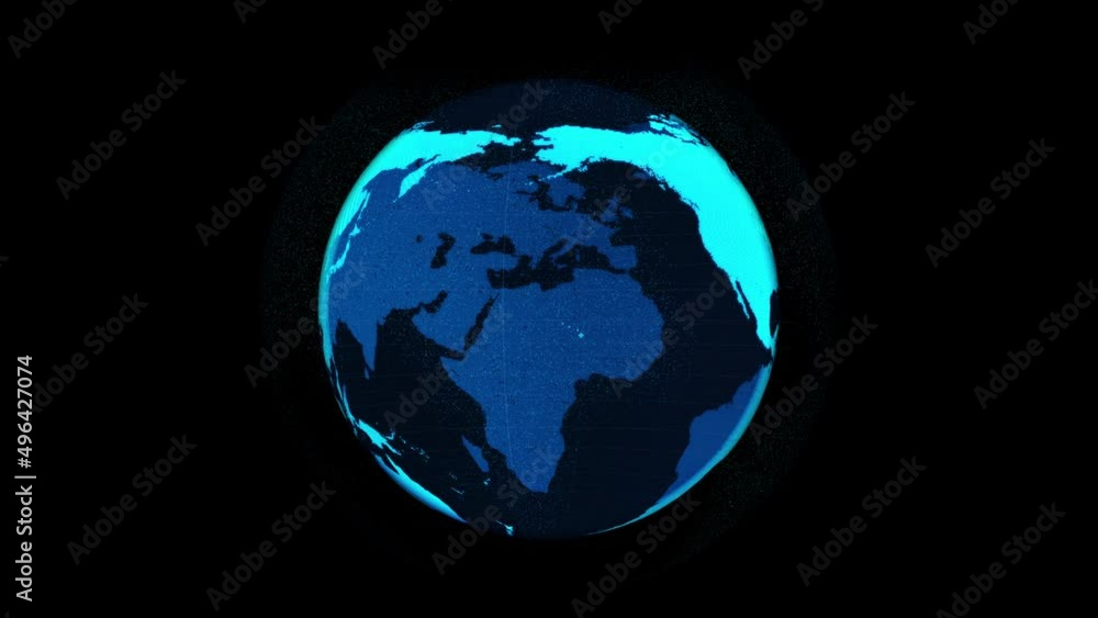 Seamless loop footage of digital earth whole round 3D orbital rotation ...