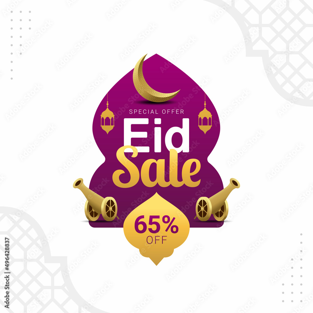 Eid sale label banner sticker badge template design promotion Stock ...