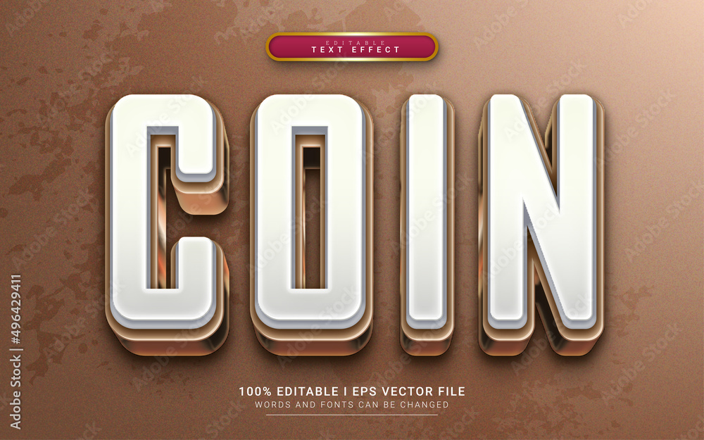coin 3d style text effect Stock Vector | Adobe Stock