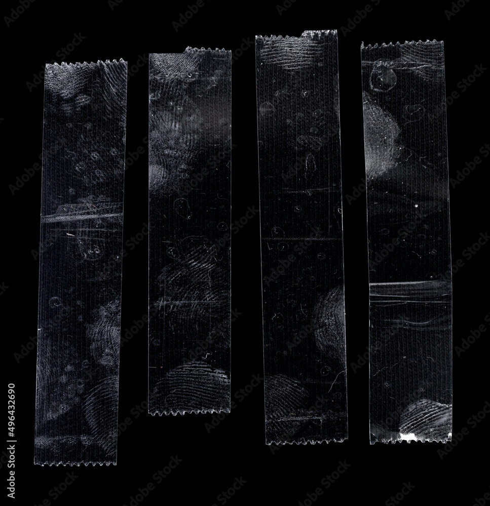 set of four transparent sticker stripes isolated on black background ...