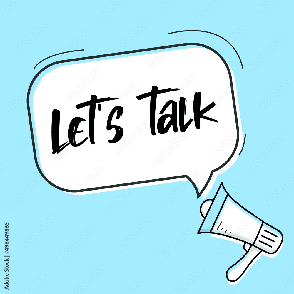 Let's talk. Handwritten lettering illustration. Black vector text in ...
