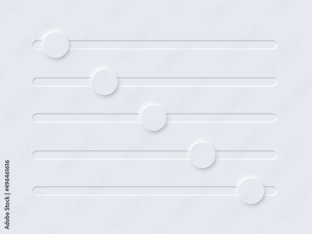 Neomorphism UI, switch volume slide bar set, soft user interface ...