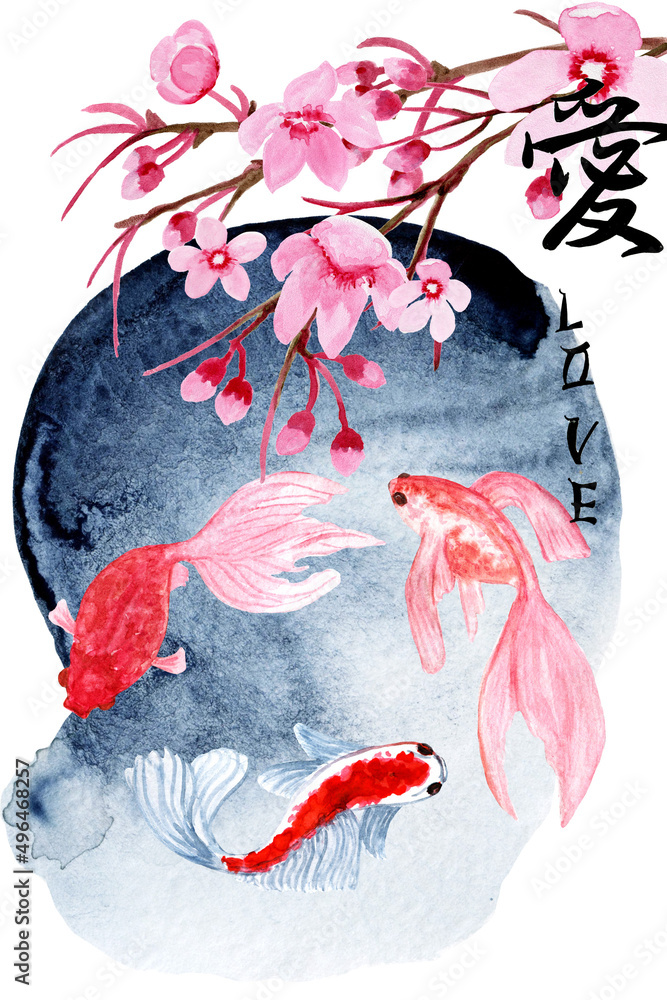 wall art,painting koi,fish painting,painting watercolor,watercolour ...