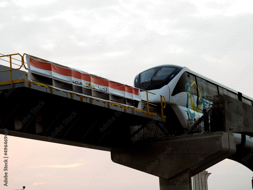 Cairo, Egypt, November 12 2021: Cairo monorail on its track on steel ...