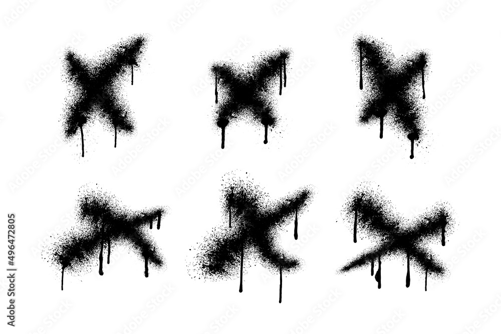 Spray paint cross vector illustration set. Graffiti cross art. Stock ...