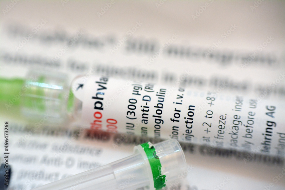 Cairo, Egypt, January 28 2022: Human anti-D (Rh) immunoglobulin ...