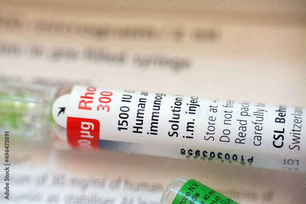 Cairo, Egypt, January 28 2022: Human anti-D (Rh) immunoglobulin ...