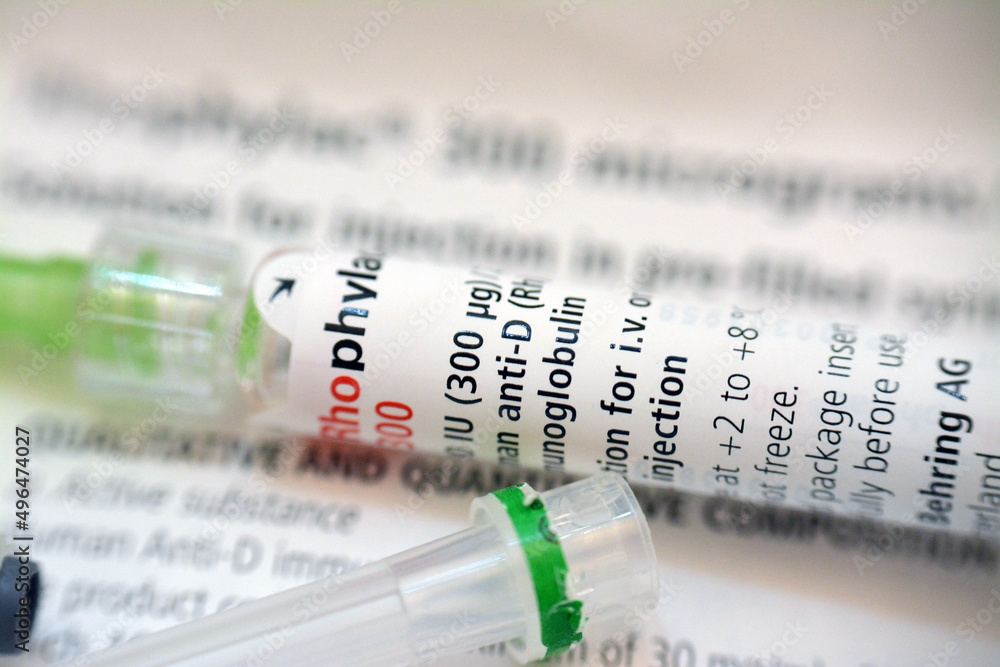 Cairo, Egypt, January 28 2022: Human anti-D (Rh) immunoglobulin ...