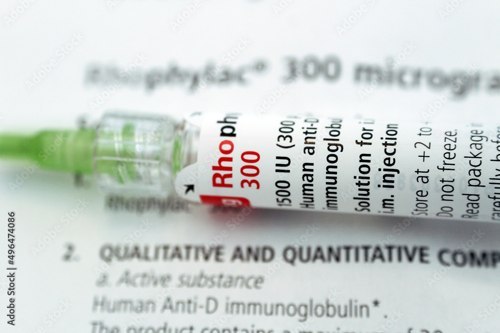 Cairo, Egypt, January 17 2022: Human anti-D (Rh) immunoglobulin ...