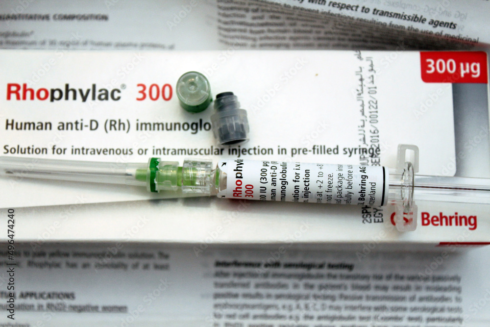 Cairo, Egypt, January 17 2022: Human anti-D (Rh) immunoglobulin ...