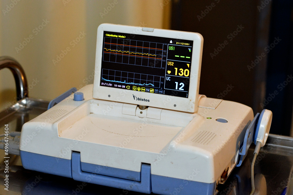 Cairo, Egypt, November 21 2021: Cardiotocography device placed on ...