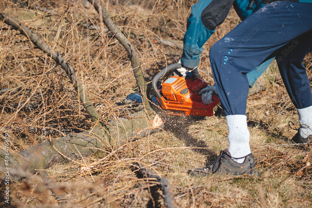 young 17-year-old temporary worker in work clothes wrestles with a ...