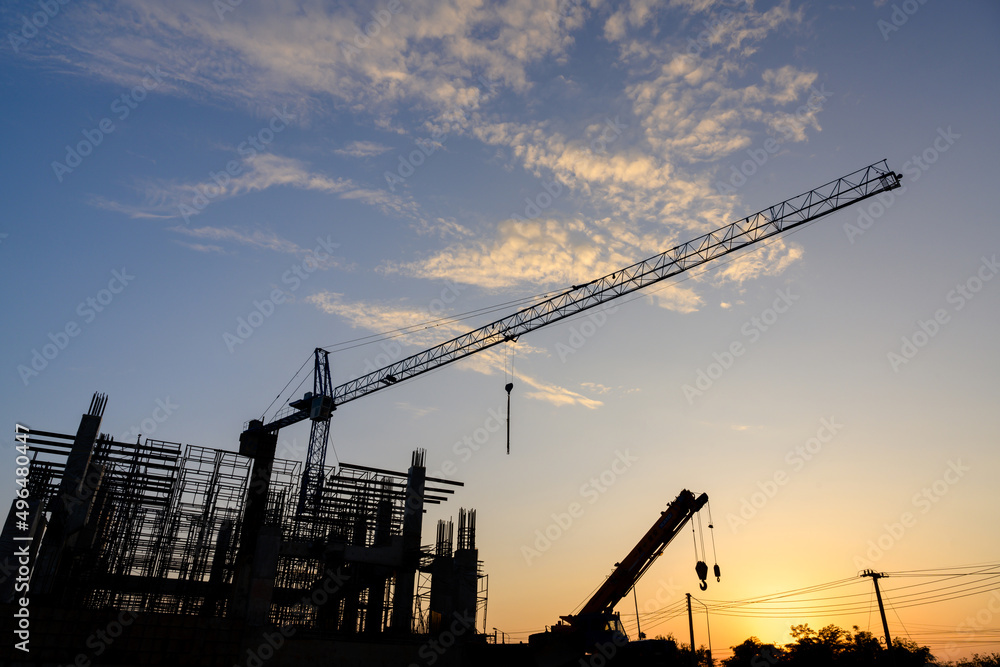 construction site silhouette Project work plan for designing houses and ...