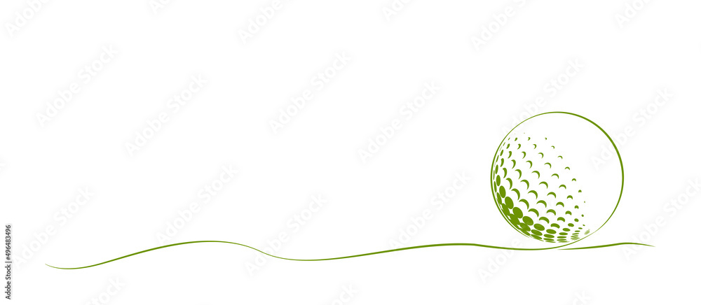 Golf ball with Continuous green line color drawing. Website, banner and ...