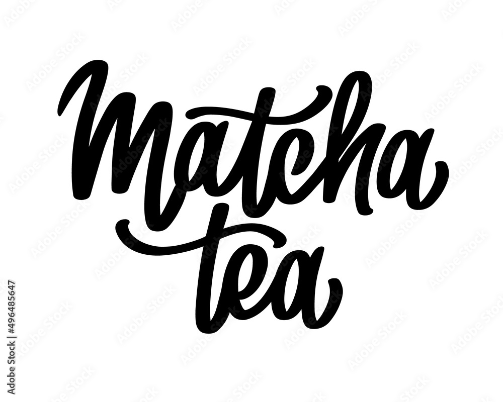 Matcha tea logo design. Hand-drawn lettering. Vector calligraphy for ...