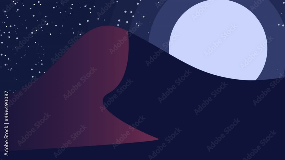 Animated cartoon landscape with moon and twinkling stars in high ...