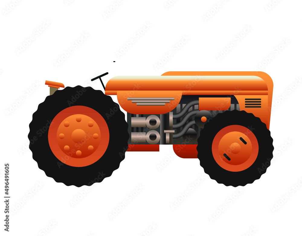 Orange Tractor Clipart