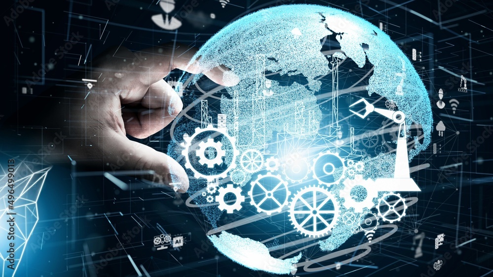 Futuristic industry 4.0 and inventive mechanized engineering concept ...