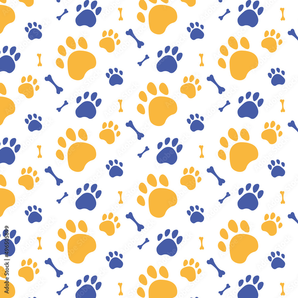 Paws pattern. I love animals, my pet, my dog and cat. Desigh for pets ...