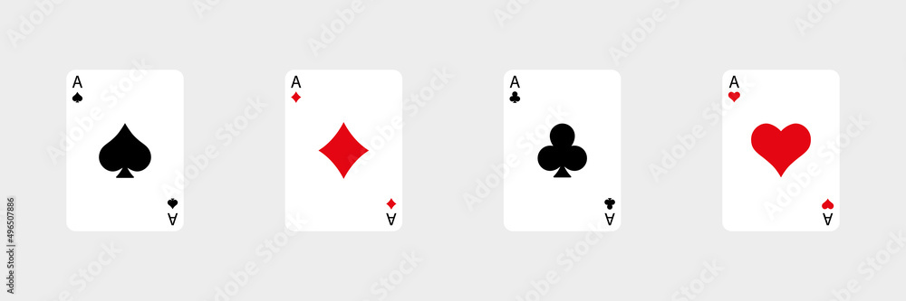 Four playing cards. Playing card suits icon set. Vector isolated on ...