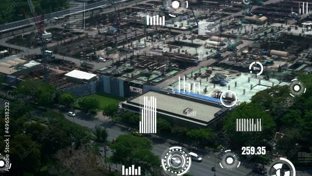 Construction technology concept with alteration graphic over ...