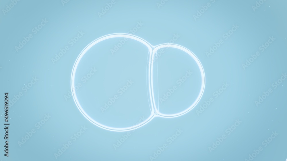 Big white transparent bubble and smaller one connected each to other ...