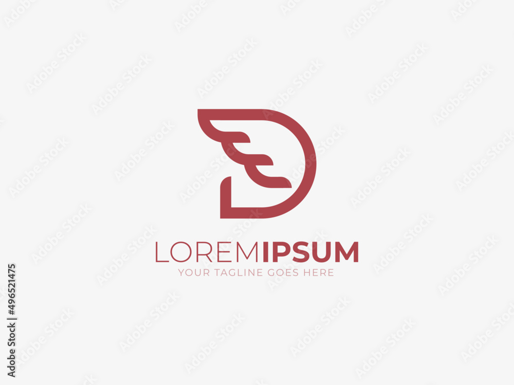 Letter D wings logo design vector Stock Vector | Adobe Stock