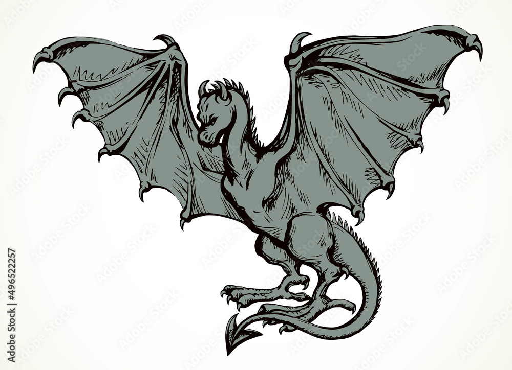 Winged dragon. Vector drawing animal Stock Vector | Adobe Stock