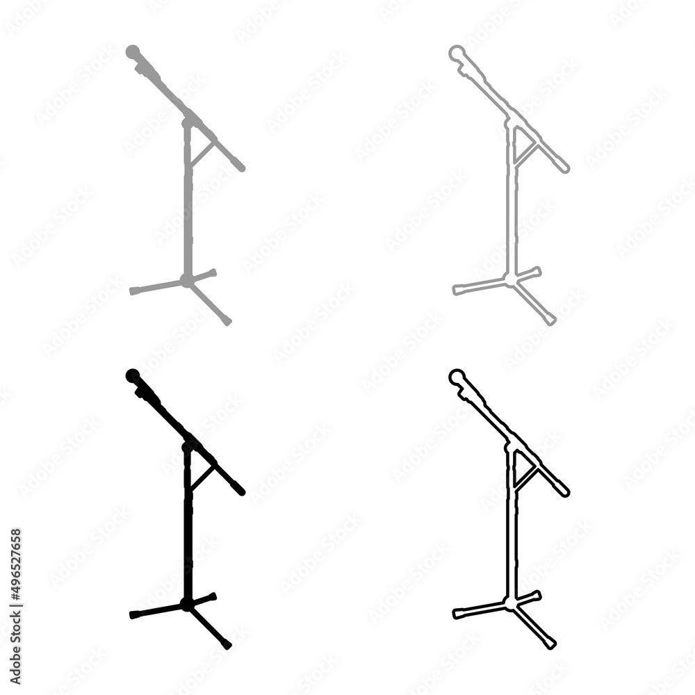 Microphone set icon grey black color vector illustration image solid ...