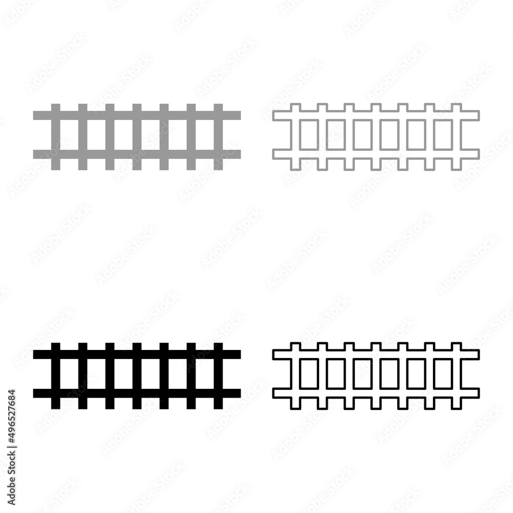 Rail rails Railroad Railway Train track set icon grey black color ...